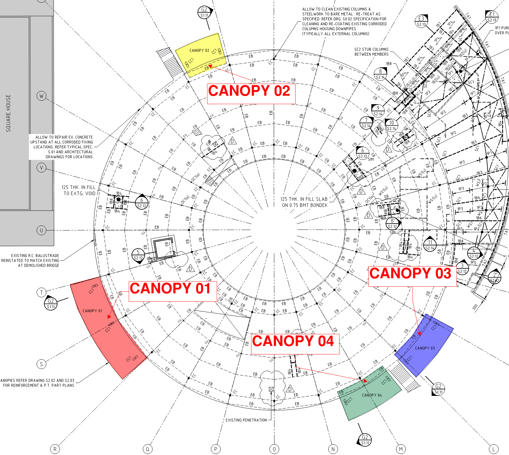 Pre-stressed concrete canopy analysis and design verification. Destined ...