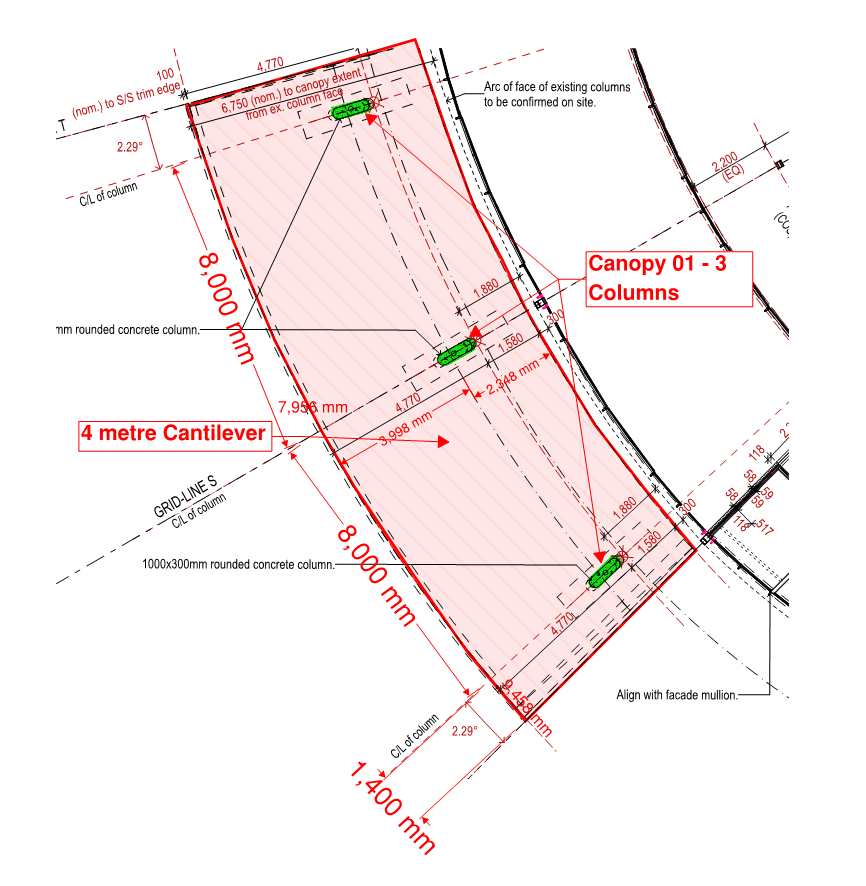 Pre-stressed concrete canopy analysis and design verification. Destined ...