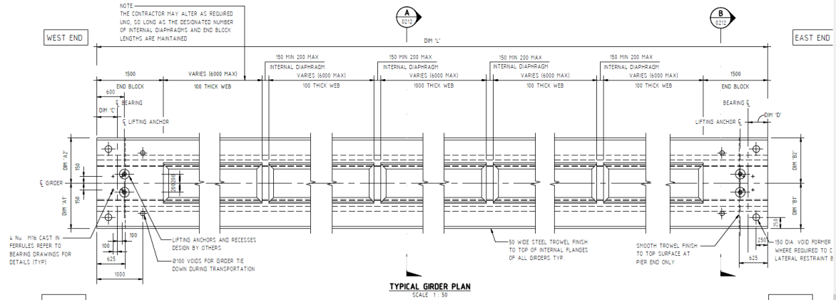 Girder Longitudinal Section Showing voids and diaphragms | Holdfast ...